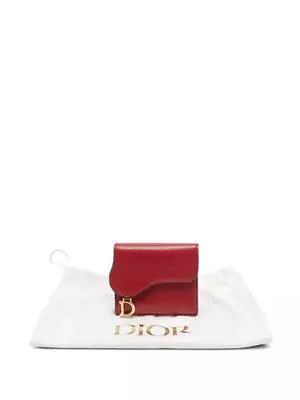 Dior 2023 Saddle Leather Trifold Wallet - Red