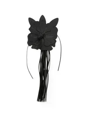 Pinko Floral-appliqué Fringed Keyring - Black