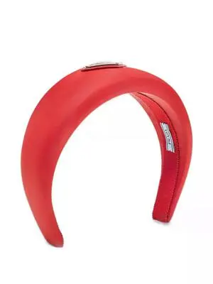 Prada Re-nylon Triangle Logo Padded Headband - Red
