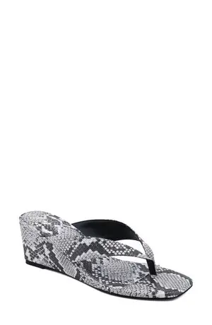 SHU SHOP Jackie Croc Embossed Wedge Sandal Snake