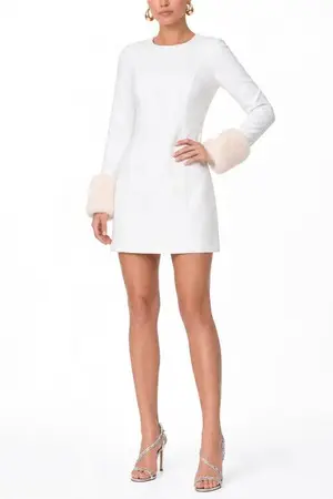 Rachel Rachel Roy Erelia Fur Trim Mini Dress - Winter White