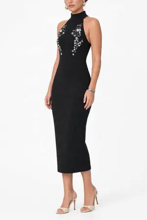 Rachel Rachel Roy Sarienne Beaded High Neck Midi Dress