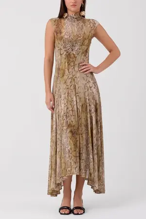 Rachel Rachel Roy Junette Mock Neck Godet Midi Dress