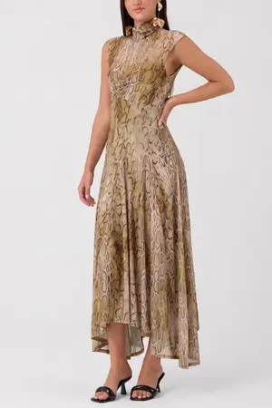 Rachel Rachel Roy Junette Mock Neck Godet Midi Dress