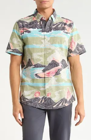 Reyn Spooner Volcano National Park Short Sleeve Shirt - Olive