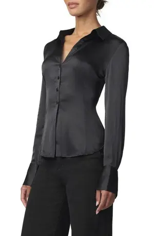 Joe's Jeans Cora Satin Slim Fit Shirt - Black