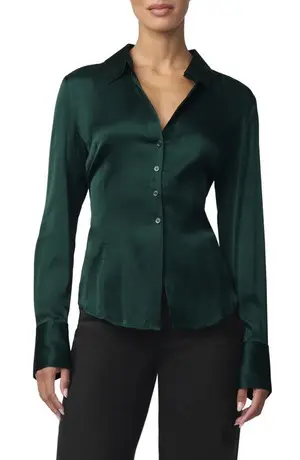 Joe's Jeans Cora Satin Slim Fit Shirt Pine