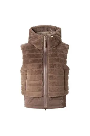Bogner Manda Faux Fur Down Vest - Hazel