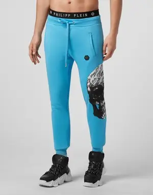 Philipp Plein Jogging Trousers Allover Skull Men Lightblue