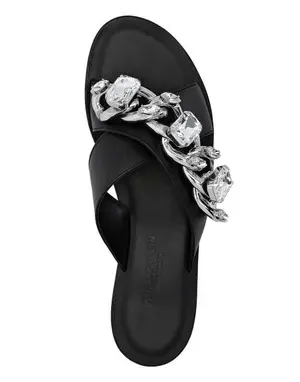 Philipp Plein Leather Sandals Flat Chains