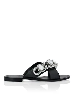 Philipp Plein Leather Sandals Flat Chains