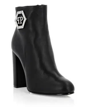 Philipp Plein Bootie High Heels Crystal - Black