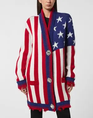 Philipp Plein Distressed Oversize Cardigan America