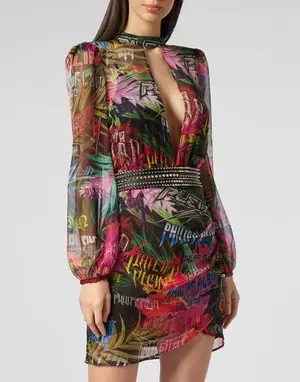 Philipp Plein Short Dress Jungle Rock - Multicolor
