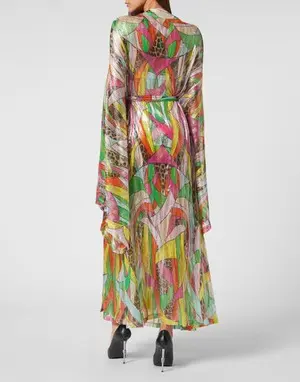 Philipp Plein Knit Lurex Kaftan Rainbow Patchwork
