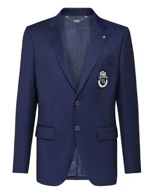 BILLIONAIRE Wool Blazer Super Slim Fit Crest - Darkblue