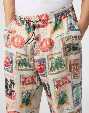 BILLIONAIRE Printed Linen Shorts Stamps