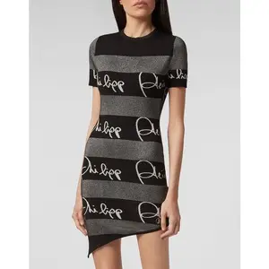 Philipp Plein Knit Dress Signature - Black