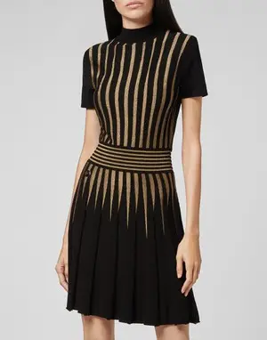 Philipp Plein Knit Day Dress Gold - Black