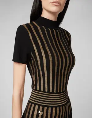 Philipp Plein Knit Day Dress Gold