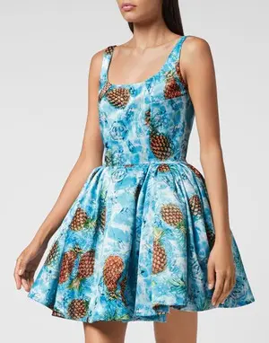 Philipp Plein Duchesse Short Dress Pineapple Skies - Multicolor