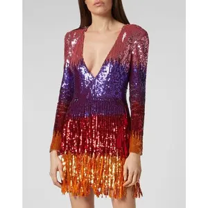 Philipp Plein Rea Short Dress Fringe