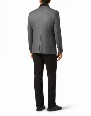 BILLIONAIRE Wool Blazer Tailored Fit Suede Inserts Double B