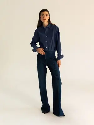 CALLAS MILANO Billie Scarf Back Shirt - Navy/combo