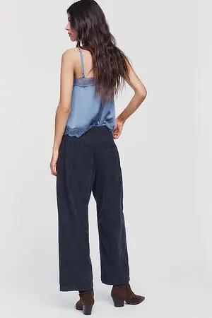 PILCRO Reese 100% Cotton Corduroy High-rise Wide-leg Pants - Graphite