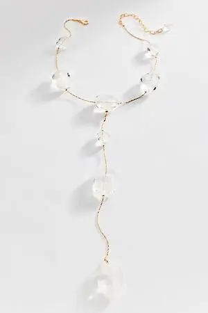 Anthropologie Crystal Lariat Necklace Gold