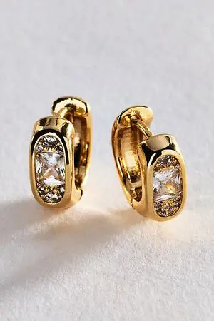 Anthropologie Matchbox Crystal Huggie Hoop Earrgs Multi