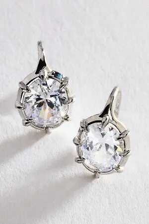 Anthropologie Crystal French Hook Earrgs Silver
