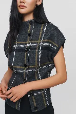 PILCRO Wool Blend Asymmetrical Button Sweater