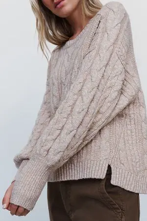 Anthropologie Cotton Mero Wool Cable Knit Sweater
