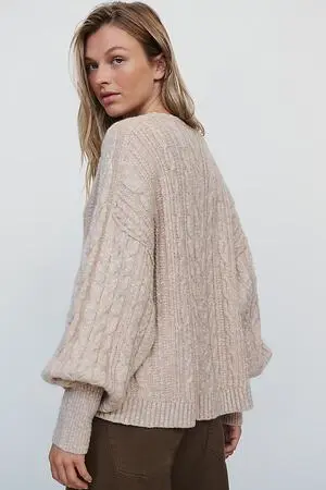 Anthropologie Cotton Mero Wool Cable Knit Sweater