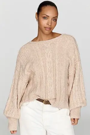 Anthropologie Cotton Mero Wool Cable Knit Sweater
