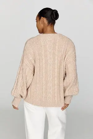 Anthropologie Cotton Mero Wool Cable Knit Sweater