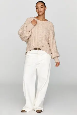 Anthropologie Cotton Mero Wool Cable Knit Sweater