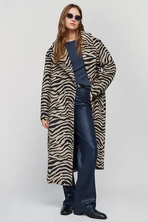 Anthropologie Maeve Overd Animal Prt Coat Jacket - Zebra