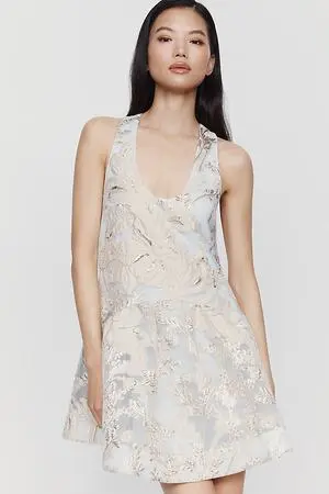 Anthropologie Loverlygrey X Zadie Jacquard Swg Dress - Light Blue