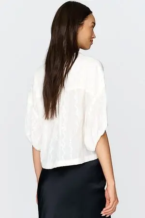 PILCRO Qucy Sequed Lace Blouse