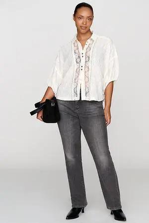 PILCRO Qucy Sequed Lace Blouse