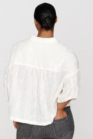 PILCRO Qucy Sequed Lace Blouse