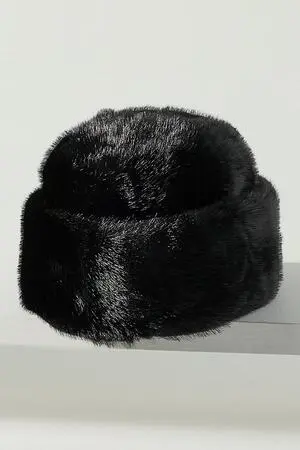 LUCKY ZONE Faux Fur Sailor Hat Black