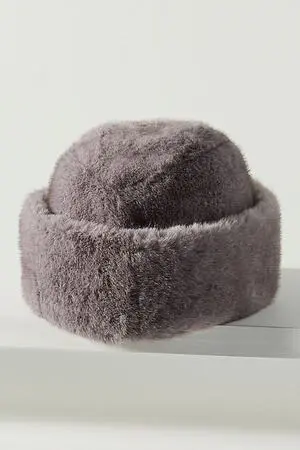 LUCKY ZONE Faux Fur Sailor Hat - Grey
