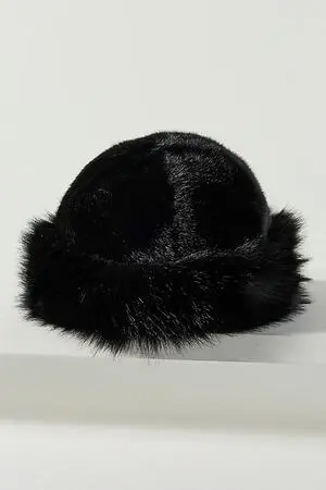 LUCKY ZONE Faux Fur Bucket Hat - Black