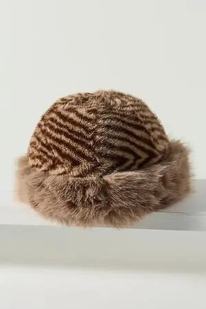 LUCKY ZONE Faux Fur Bucket Hat - Zebra