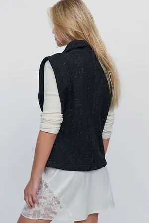PILCRO Cotton Blend Funnel Neck Vest Top