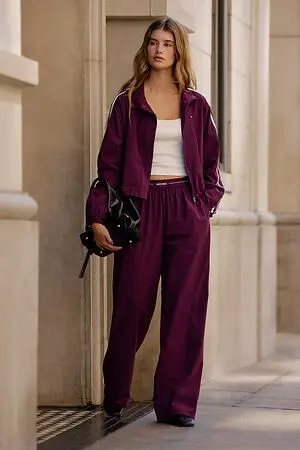 Astoria Activewear Wide Leg Track Pants - Plum