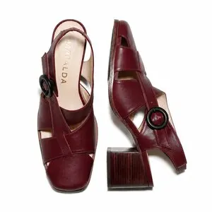 MAFALDA Lucia Burgundy Wine Leather Pumps - Red